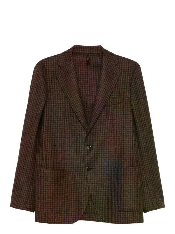 DELL'OGLIO Check Single-breasted Blazer - Brown
