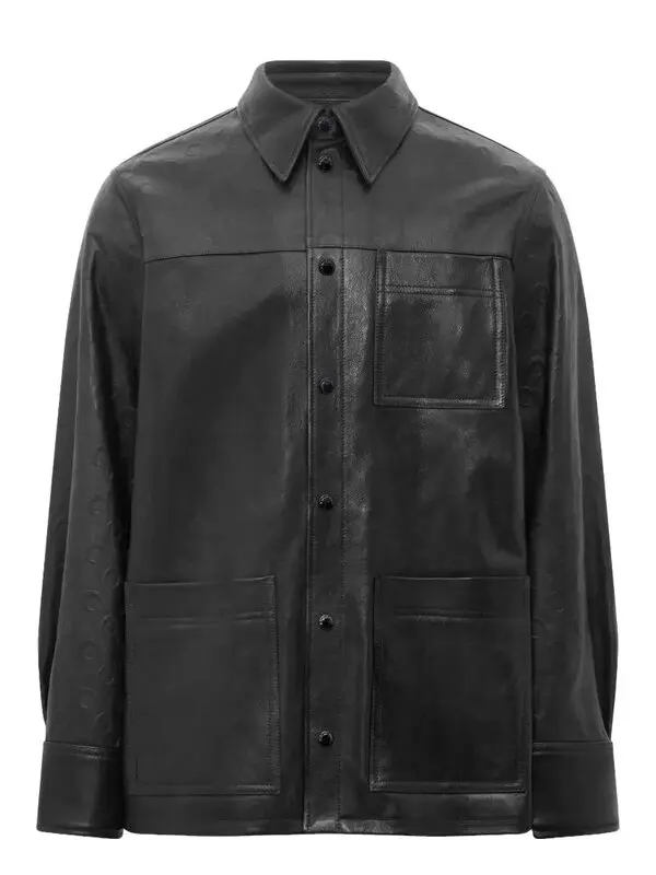 MARINE SERRE Glossy Moon Leather Shirt - Black
