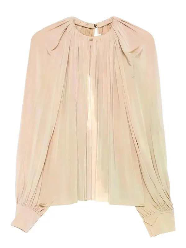 FERRAGAMO Gathered Long-sleeve Blouse - Neutrals