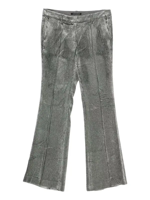 LUISA CERANO Glitter-effect Corduroy Flared Trousers - Grey