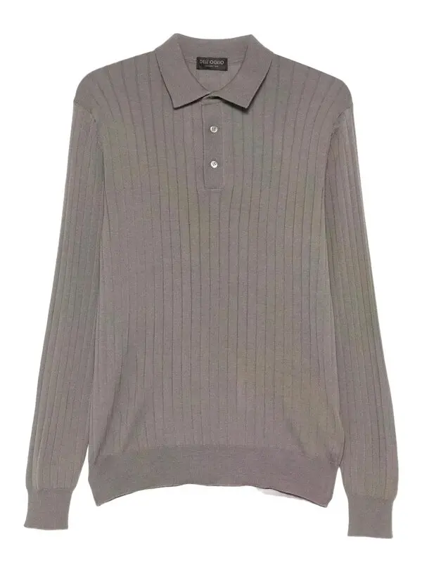 DELL'OGLIO Ribbed Polo Shirt - Grey