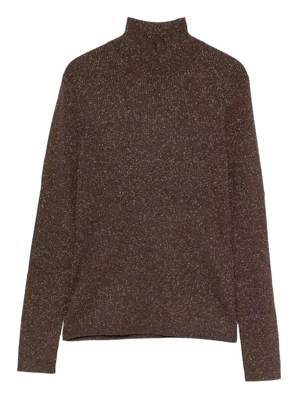 LUISA CERANO Turtleneck Knitted Sweater - Brown
