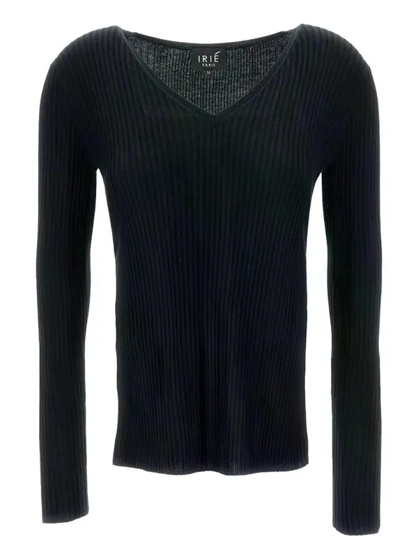 IRIE' Ribbed V-neck Sweater - Black