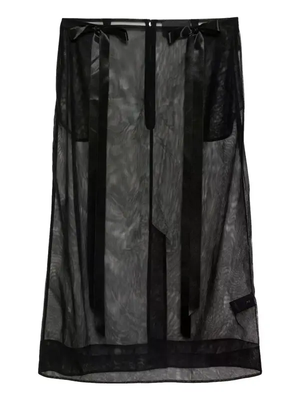 Simone Rocha Ribbon-embellished Mesh Skirt - Black
