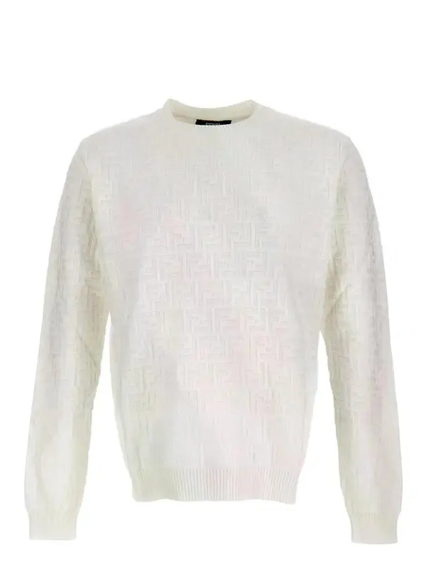 Fendi Crew-neck Ribbed Sweater - Neutrals