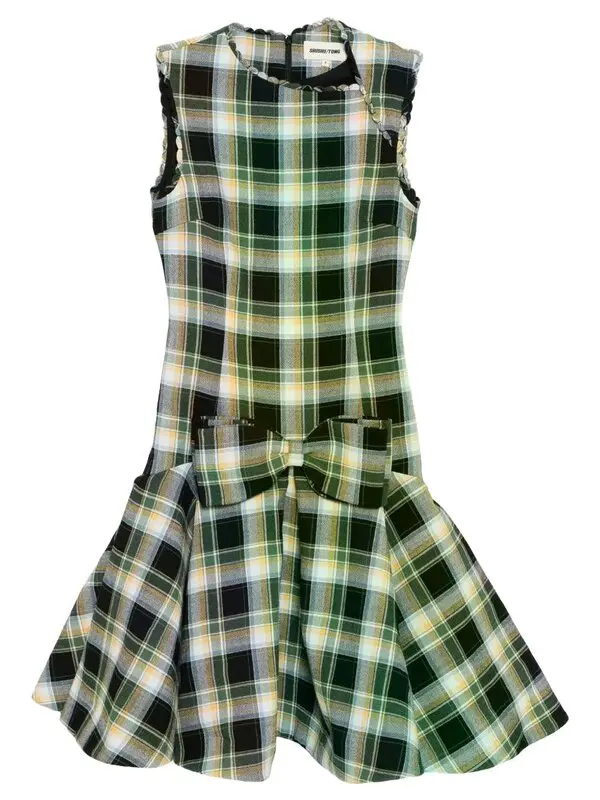 SHUSHU/TONG Plaid Sleeveless Dress - Neutrals