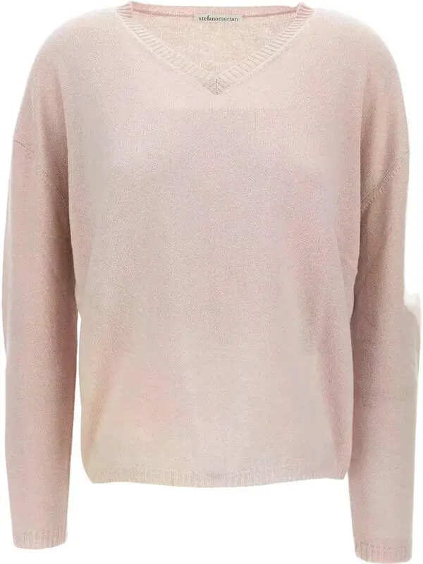 STEFANO MORTARI V-neck Long Sleeve Sweater - Pink
