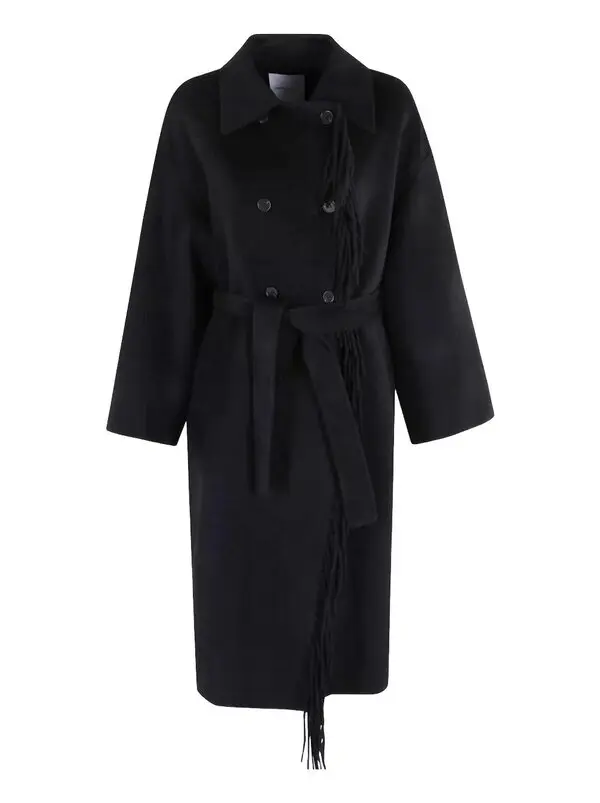 ISABELLE BLANCHE Double-breasted Belted Coat - Black