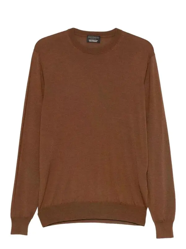 DELL'OGLIO Crew-neck Sweater - Brown