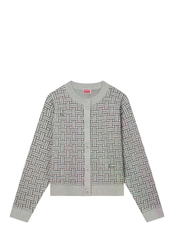 Kenzo Weave Crew-neck Cardigan - Grey