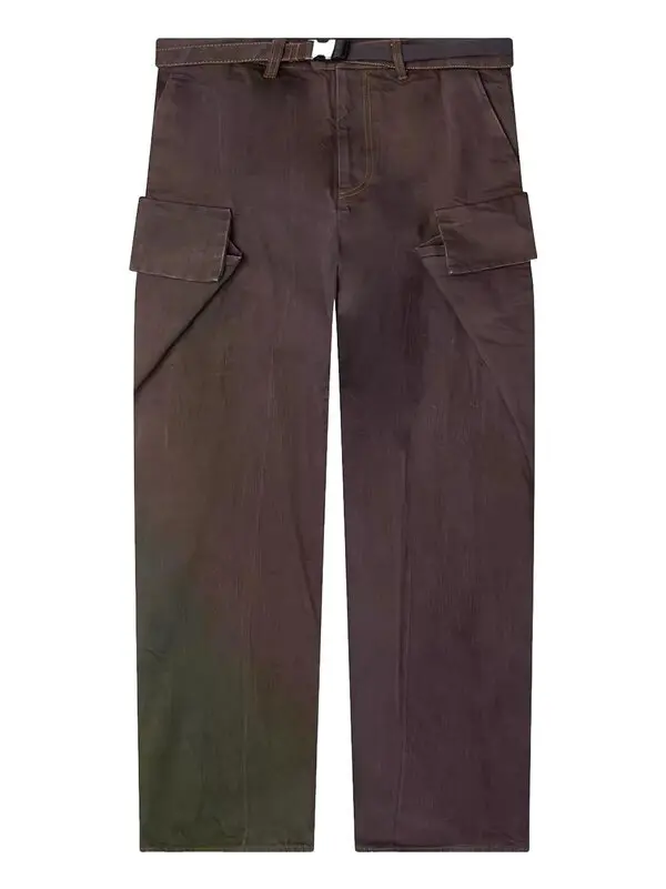 Sacai Buckle Cargo Denim Pants - Brown