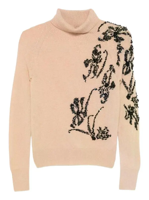 Ermanno Scervino Floral Roll-neck Sweater - Brown