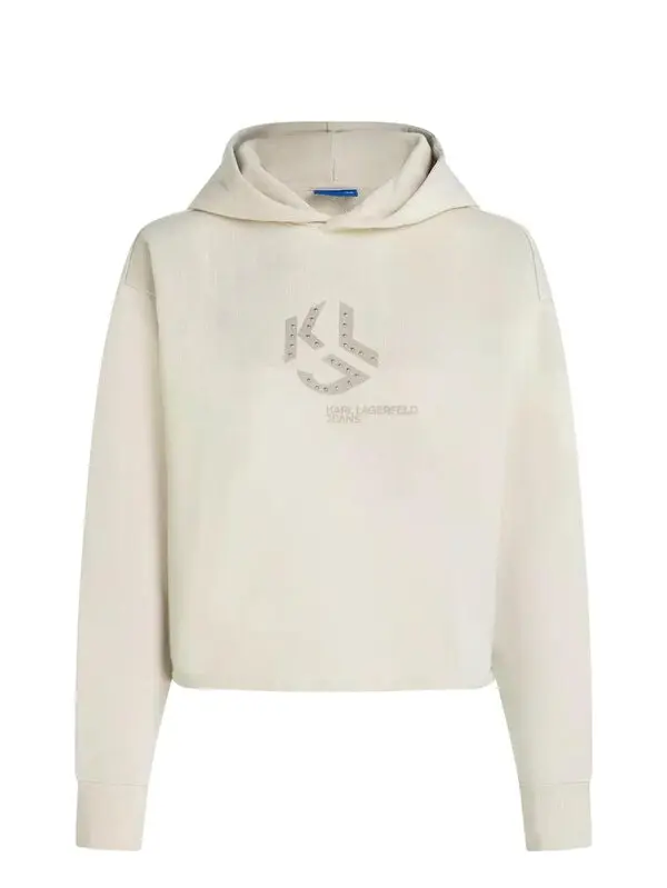 Karl Lagerfeld Logo Studded Hoodie - Neutrals