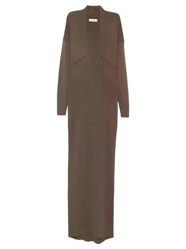 ENTIRE STUDIOS V-neck Panelled Maxi Dress - Brown