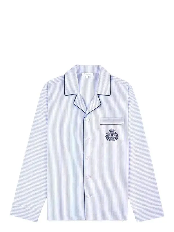 SPORTY & RICH Striped Embroidered Shirt - Blue