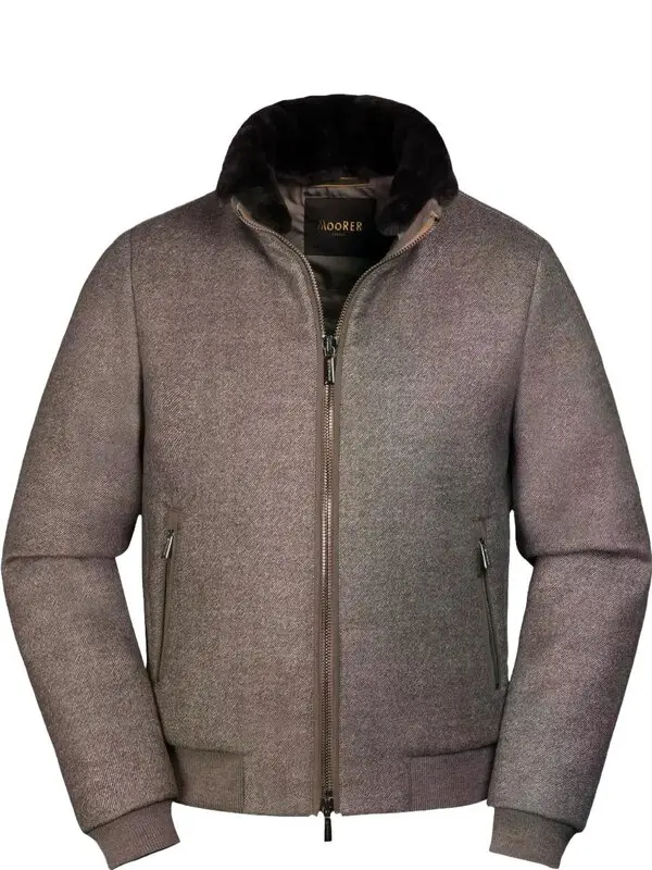 MOORER Bellati Wool Bomber Jacket - Brown