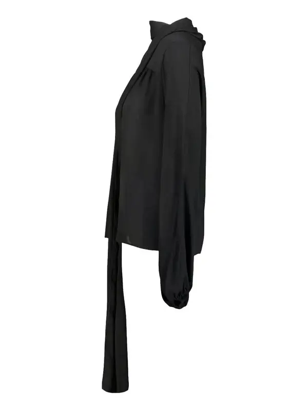 DRHOPE Scarf-collar Long-sleeve Blouse - Black