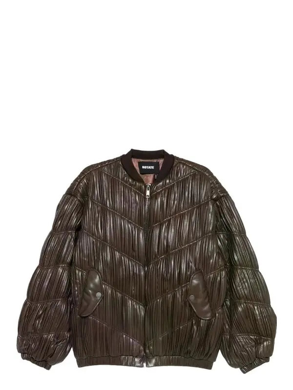 ROTATE BY BIRGER CHRISTENSEN Pleated Bomber Jacket - Brown