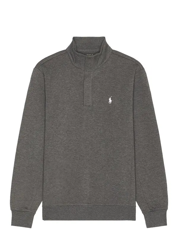 Polo Ralph Lauren Long Sleeve Double Knit Tech Snap Mockneck Pullover - Barclay Heather