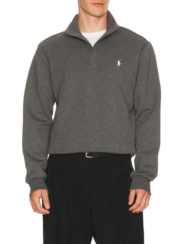 Polo Ralph Lauren Long Sleeve Double Knit Tech Snap Mockneck Pullover - Barclay Heather