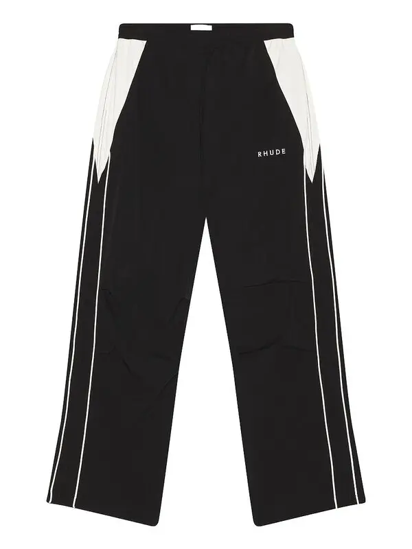 Rhude Ramona Piping Track Pant In Black - Black & White