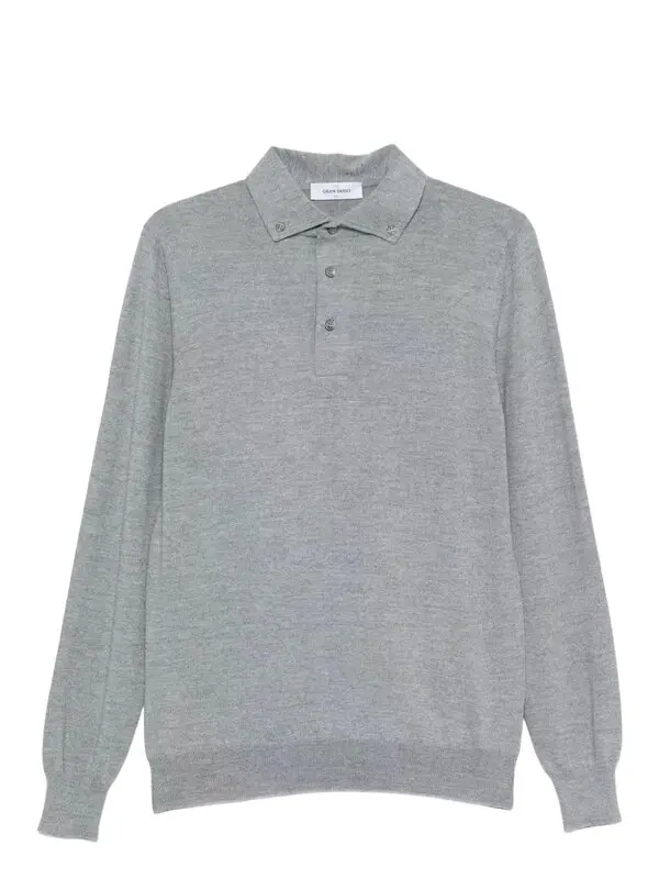GRAN SASSO Buttoned Long-sleeve Polo Shirt - Grey