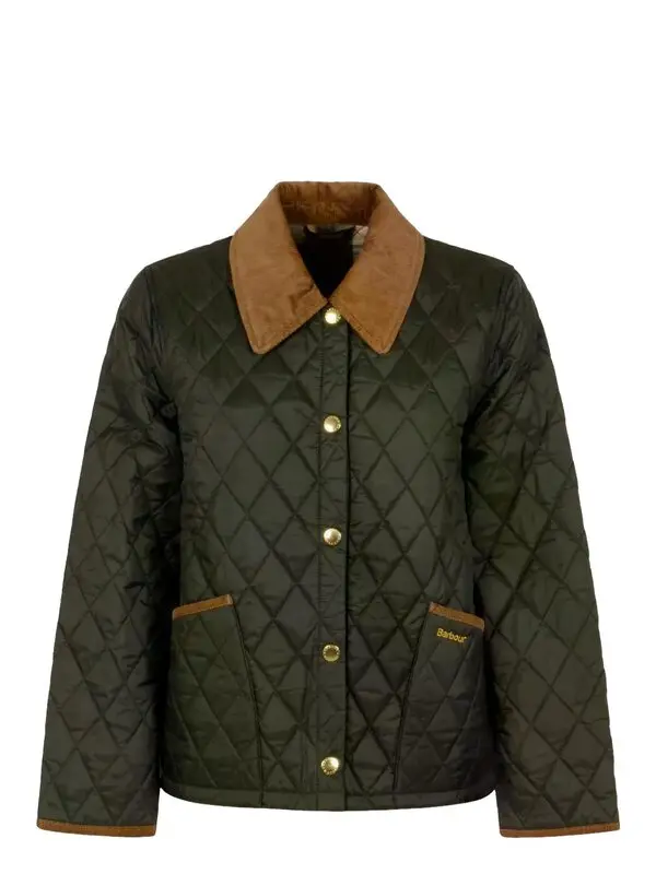 Barbour Quilted Jacket With Corduroy Collar - Green