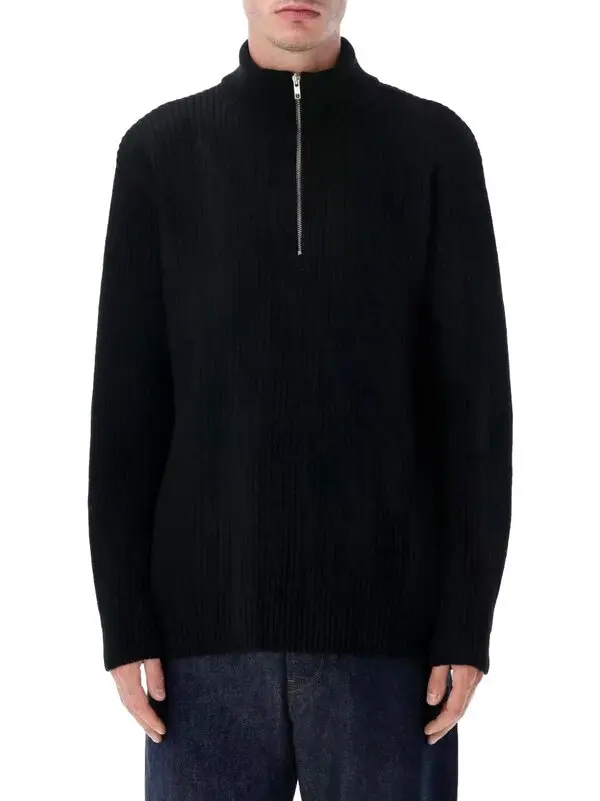 Colorful Standard Ribbed Half-zip Sweater - Black