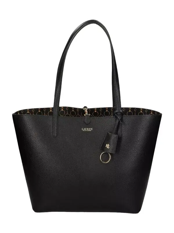 Ralph Lauren Pebble-grain Tote Bag With Charm - Black