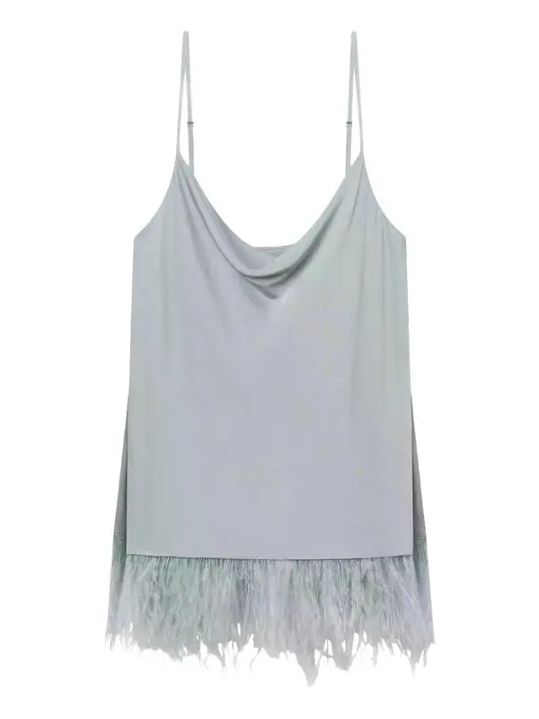 A.L.C. Eliza Feather-trim Top - Blue