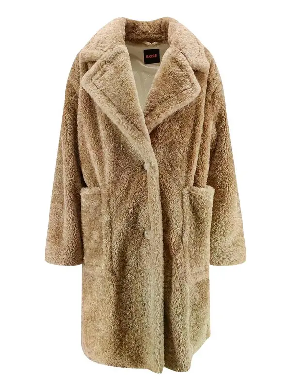 BOSS Button-front Faux-fur Coat - Neutrals