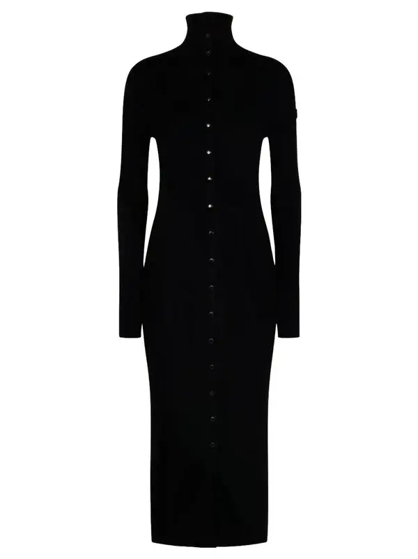 Moncler Ribbed Knit Midi Dress - Black