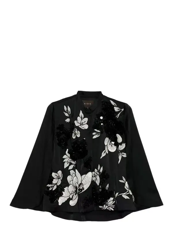 Biyan Floral Embroidered Jacket - Black
