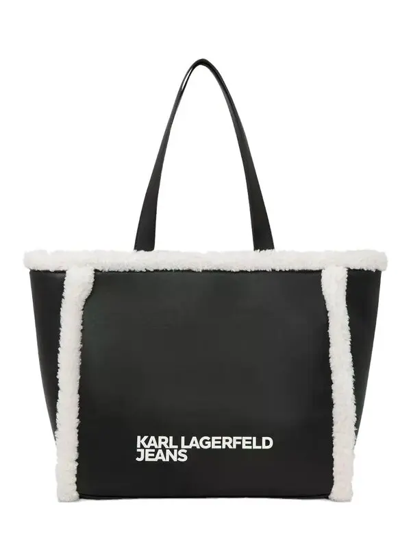 Karl Lagerfeld Shearling-trimmed Tote - Black