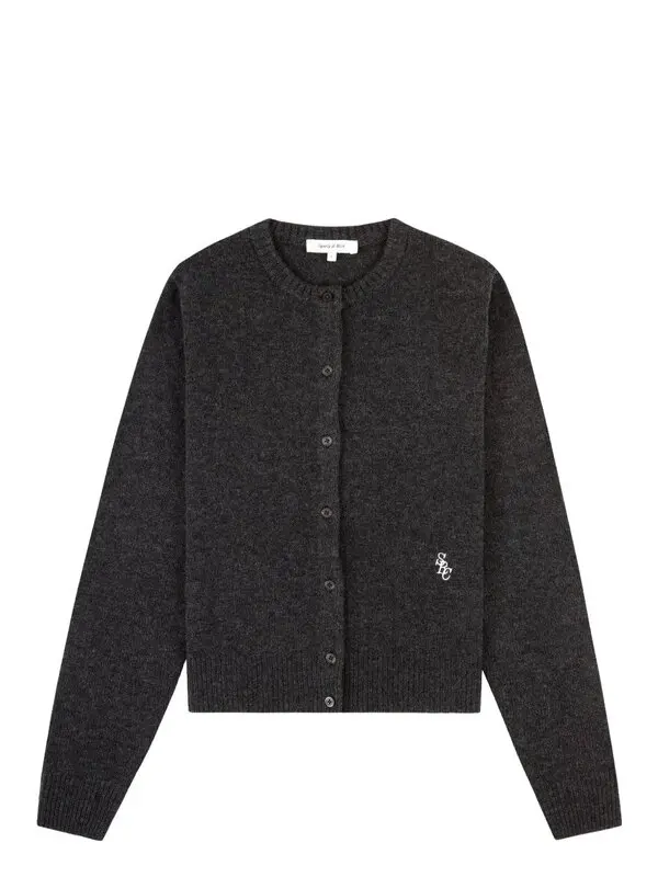 SPORTY & RICH Button Cardigan With Logo - Grey