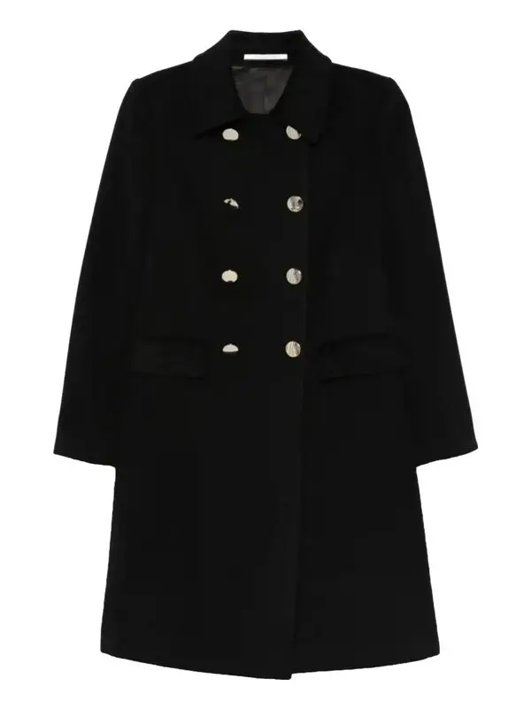 Tagliatore Long-sleeve Double-breasted Coat - Black