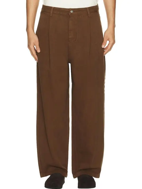 LE17SEPTEMBRE One Tuck Wide Leg Denim Pant - Brown