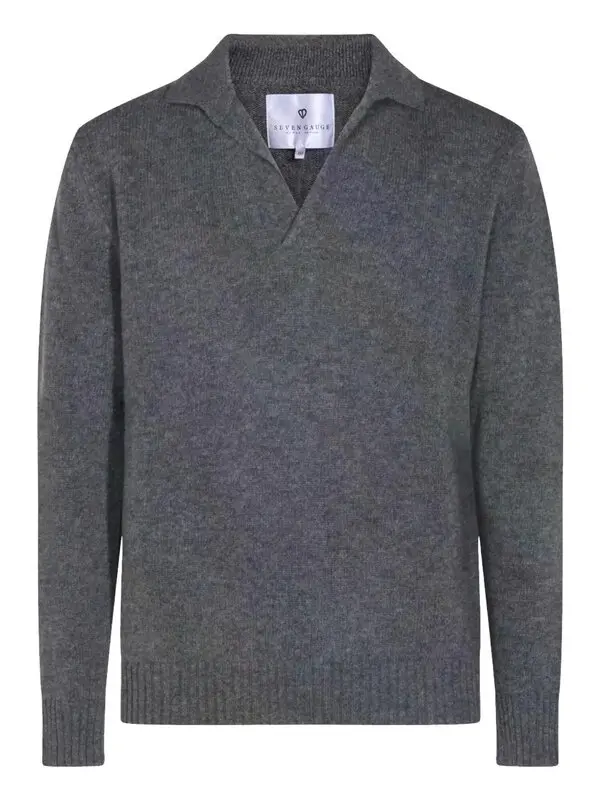 SEVEN GAUGE Wool Polo Sweater - Grey