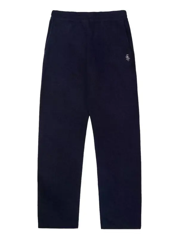 SPORTY & RICH Straight Leg Embroidery Trousers - Blue