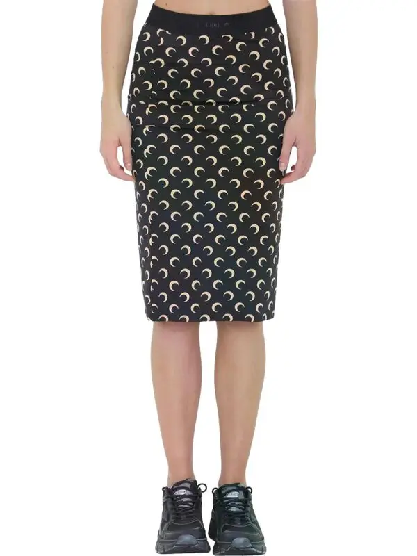MARINE SERRE Moon-print Midi Skirt - Black