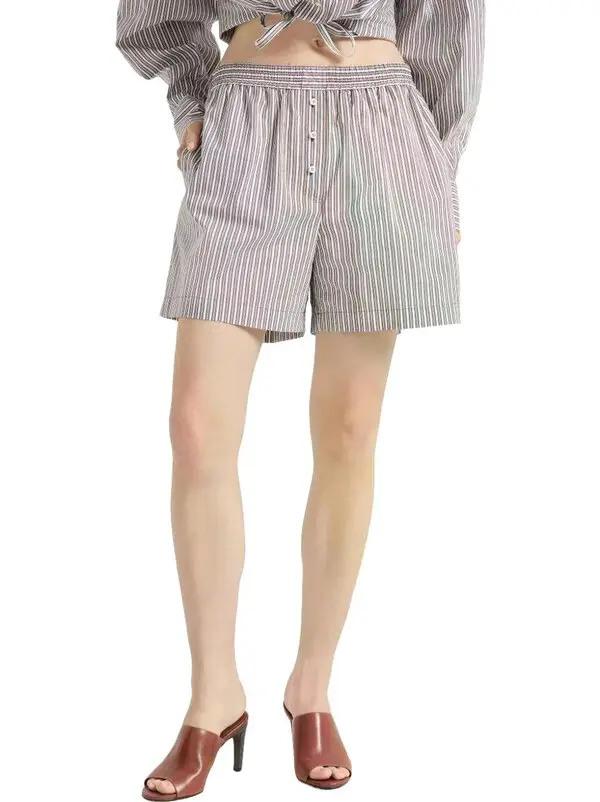 Brunello Cucinelli Striped Shorts With Monili Detail - White