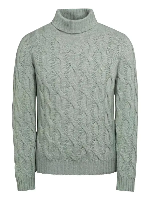MOORER Cable-knit Roll-neck Sweater - Green