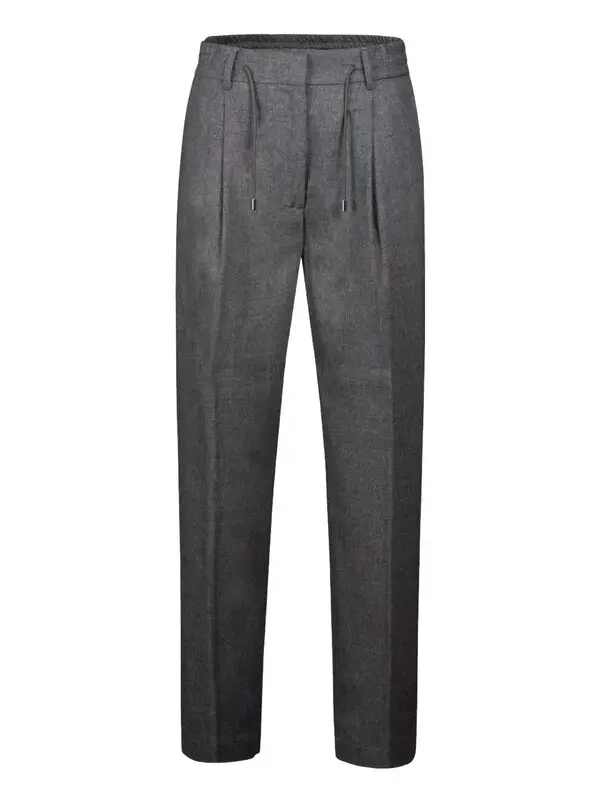 MOORER Drawstring-waist Pleated Trousers - Grey
