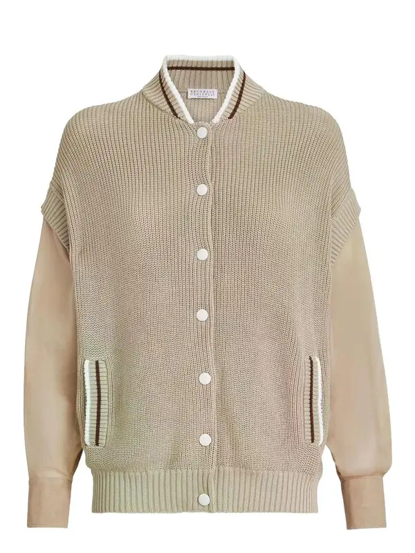 Brunello Cucinelli Organza-sleeves Cardigan - Neutrals