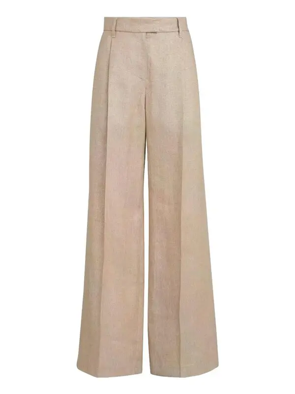 Brunello Cucinelli Pleated Trousers With Monili Detail - Neutrals