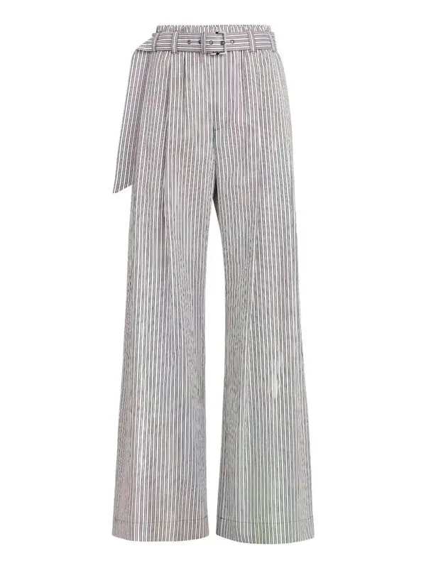 Brunello Cucinelli Striped Belted Trousers - White