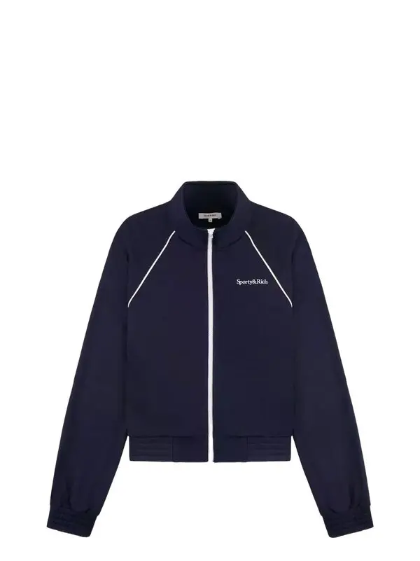 SPORTY & RICH Trimmed Zip-up Top - Blue