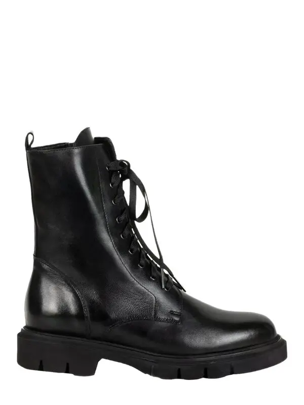 LUCA GROSSI Lace-up Leather Combat Boots - Black