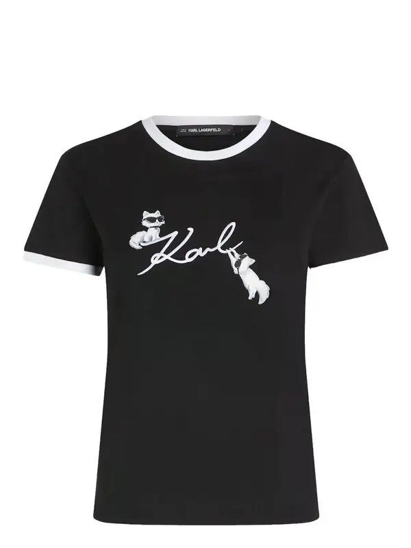 Karl Lagerfeld Ikon Choupette Signature T-shirt - Black
