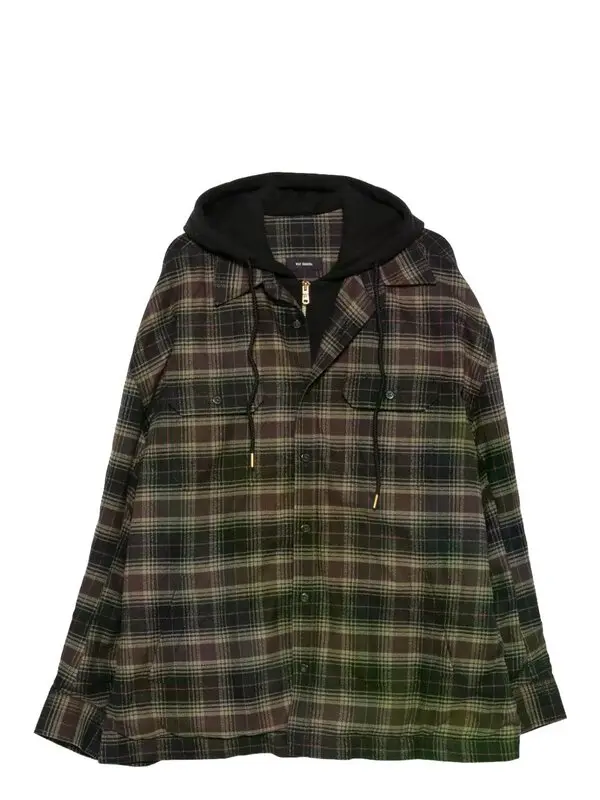 WILLY CHAVARRIA Ganadero Hooded Flannel Overshirt - Green